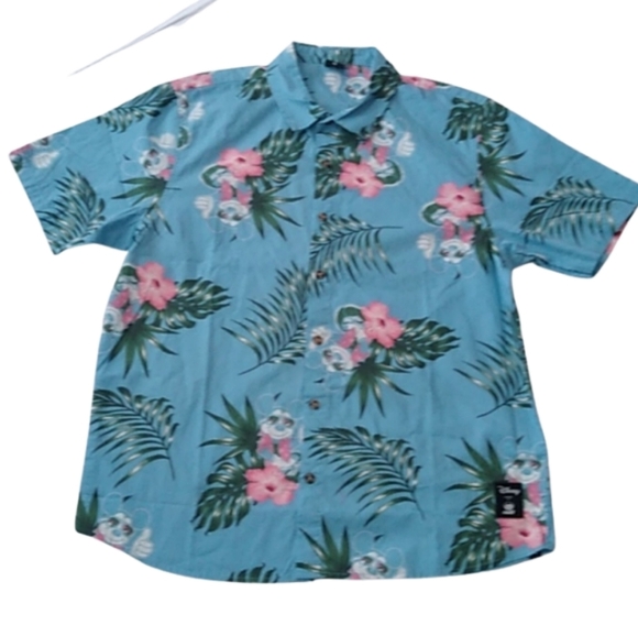 Disney | Shirts | Disney X Neff Hawaiian Floral Mickey Blue Button Down ...